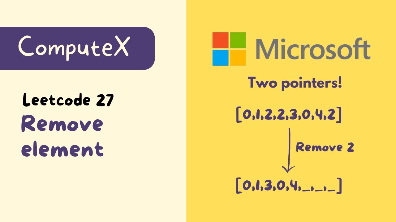 A 2 Pointer Solution Leetcode 27 Remove Element Youtube
