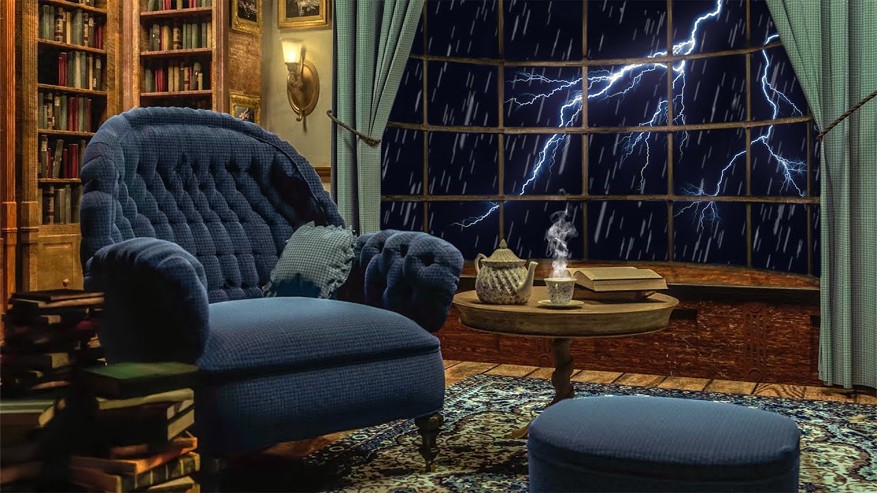 Rain Crackling Thunder Cozy Living Room Ambience