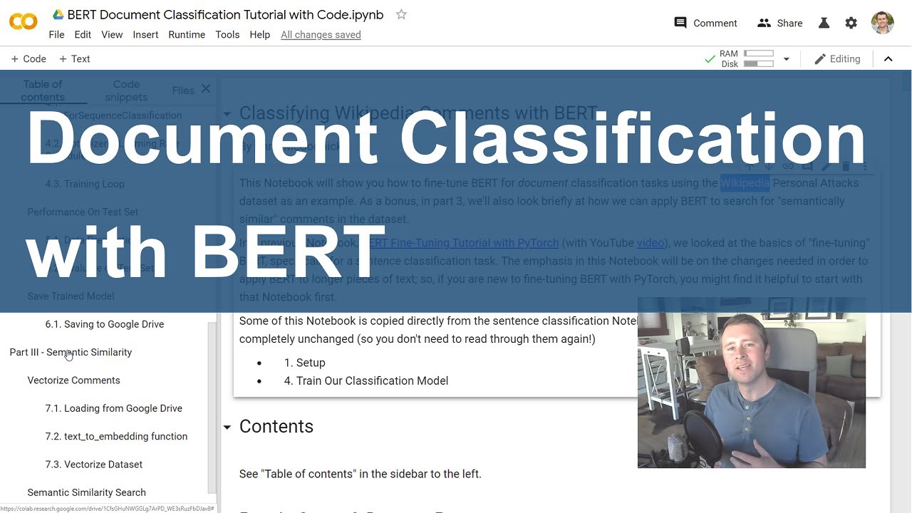 Bert Document Classification Tutorial With Code Youtube