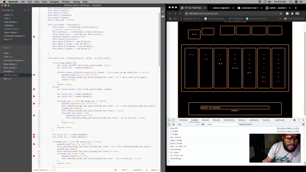 Live Coding Game Development Solitaire 17 Youtube