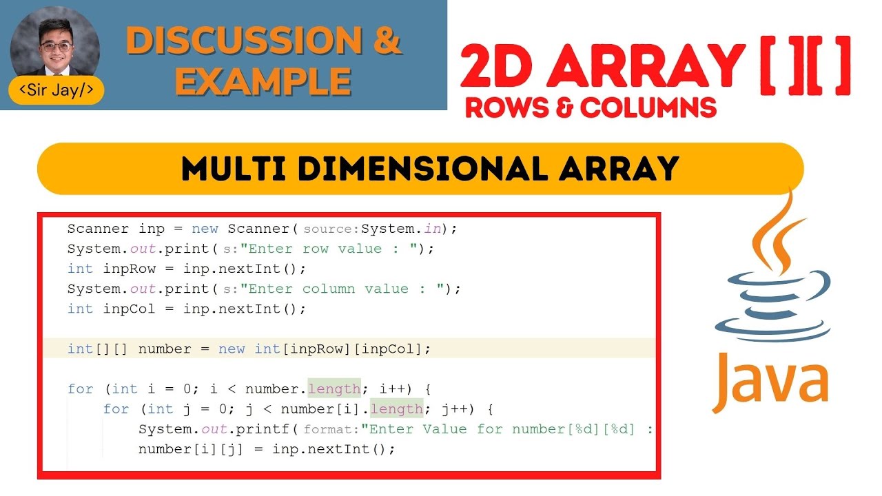 Java Tutorials Tagalog 15 Multi Dimensional Array Sir Jay Youtube