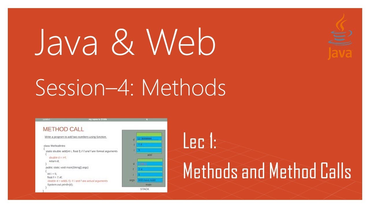 Methods And Method Calls In Java Youtube