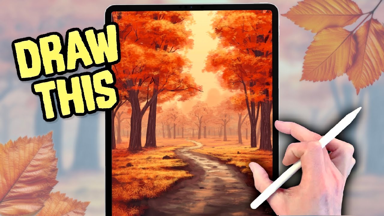 Autumn Trees And Leaves Drawing