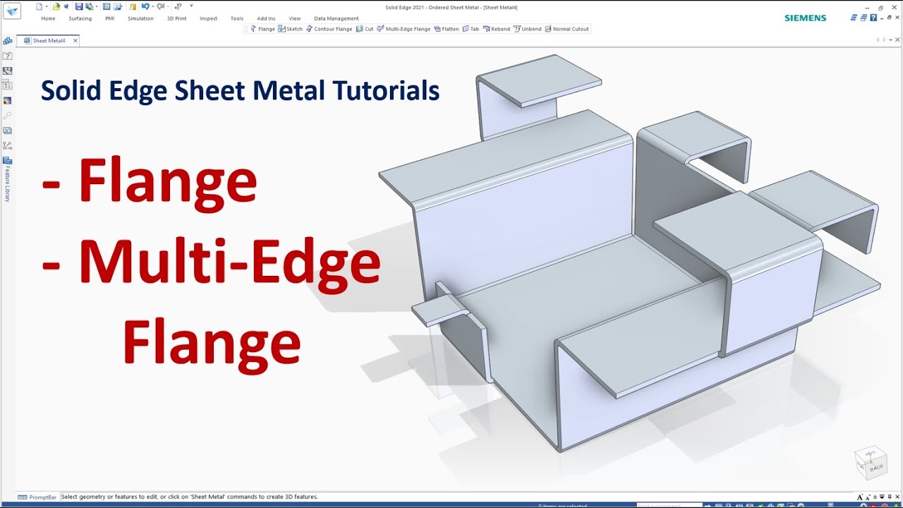 Solid Edge Sheet Metal Tutorials 2 How To Use Flange Multi Edge