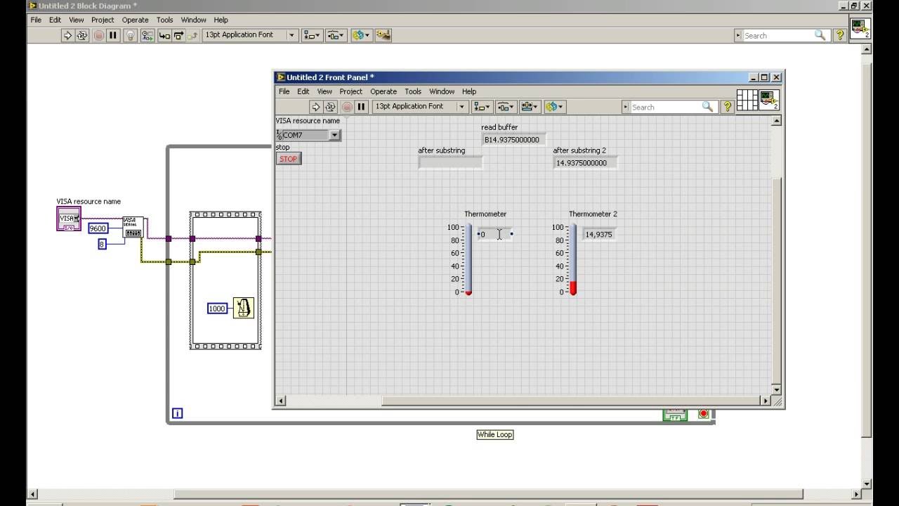 Arduino Labview With 2 Ds18b20 Serial Youtube