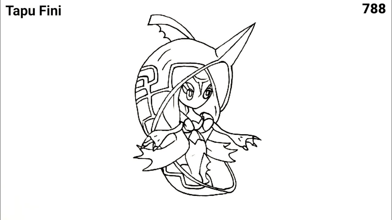 How To Draw Tapu Fini From Pokémon Pokemon Drawing 788 Youtube