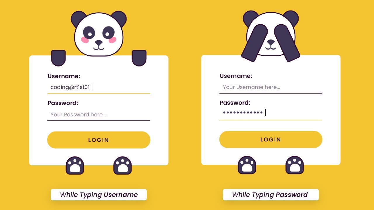 Interactive Panda Form Html Css Javascript Project Youtube