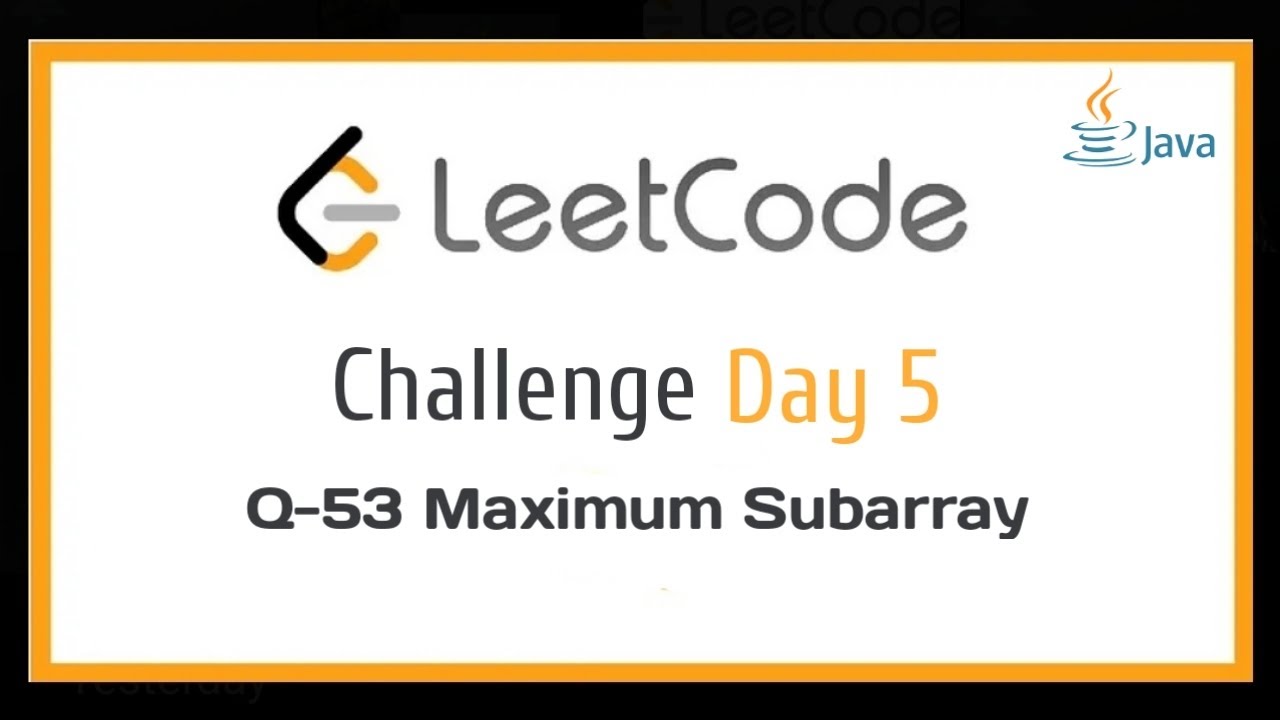 Maximum Subarray Leetcode Optimal Solution Java Youtube