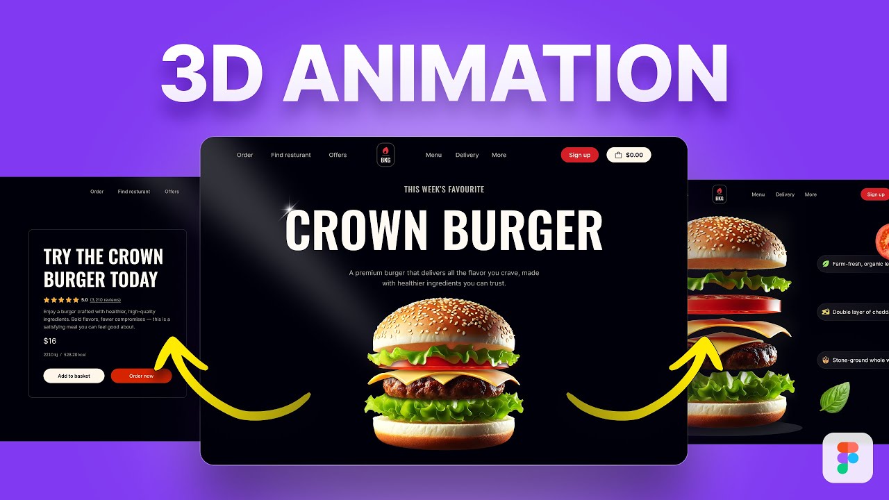 3d Animated Hamburger Website Figma Tutorial Smart Animate Scroll