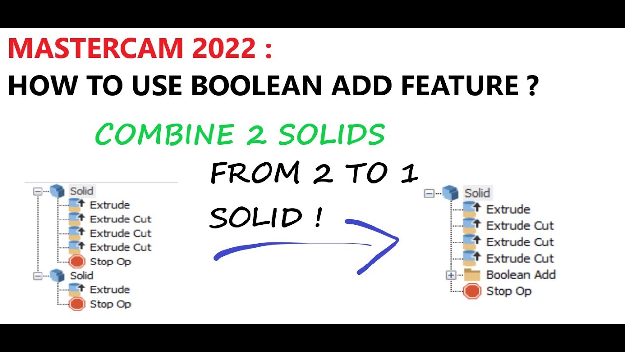 Mastercam 2022 How To Use Boolean Feature Youtube