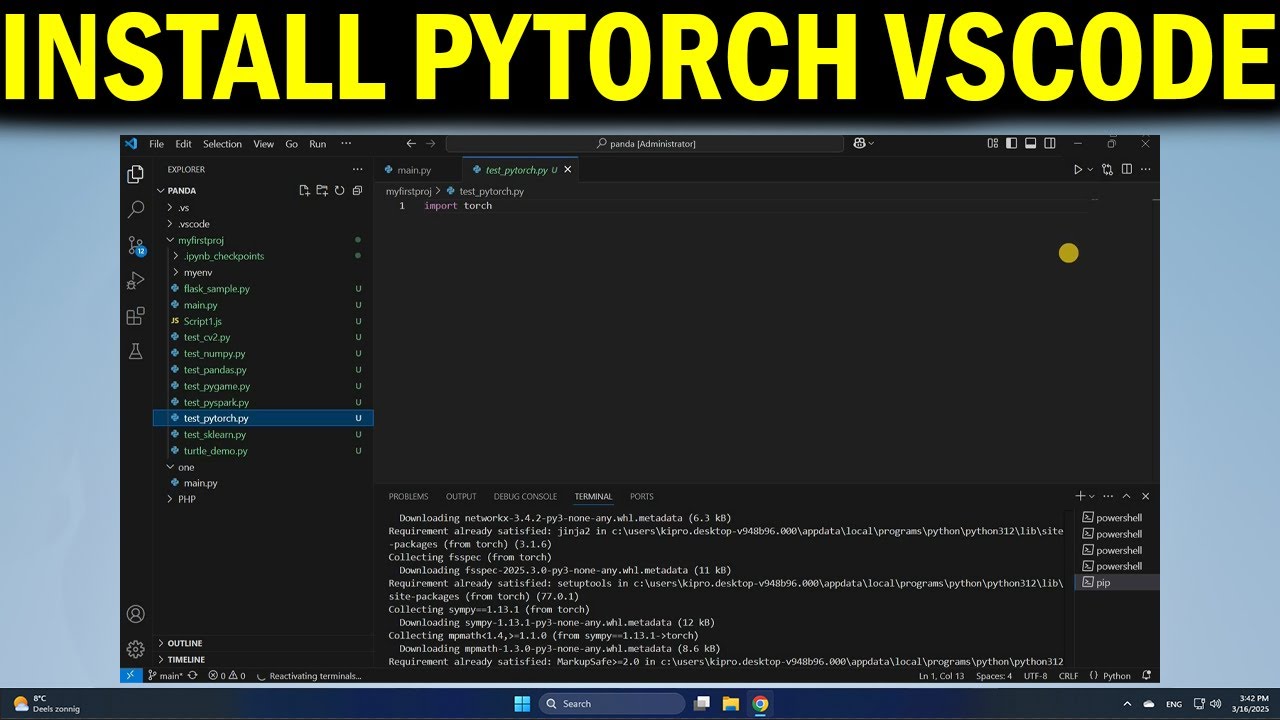 How To Install Pytorch In Visual Studio Code Youtube