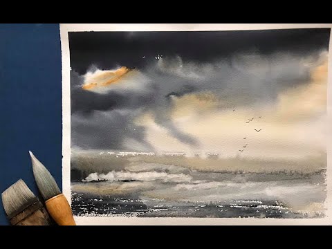 Painting A Loose Stormy Sky Watercolour Seascape Watercolor Landscape