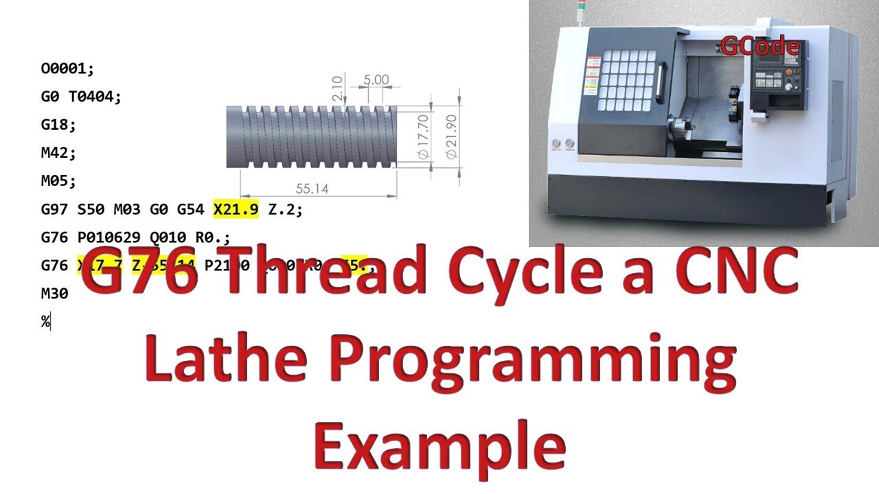 G76 Thread Cycle A Cnc Programming Example Youtube