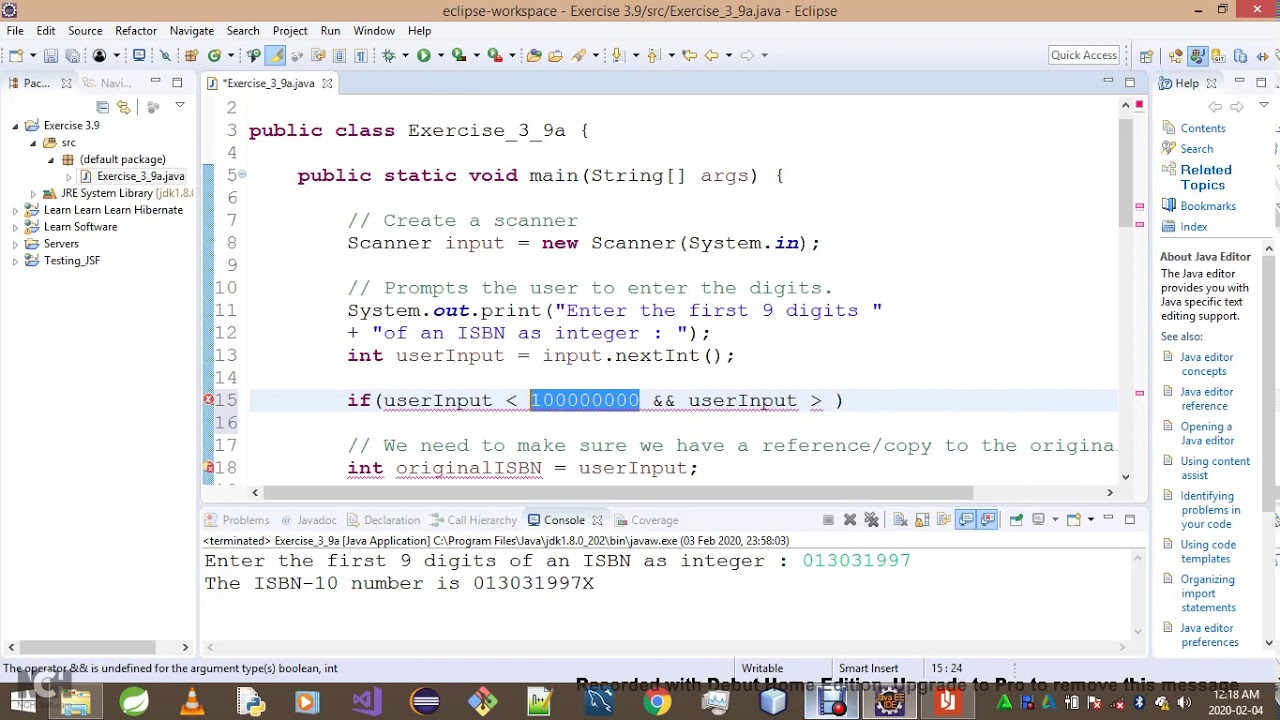 Introduction To Java Programming Exercise 3 9c Youtube