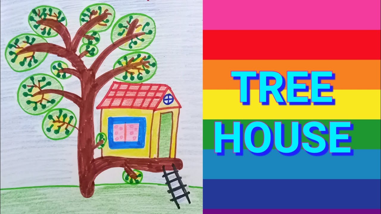 How To Draw A Tree House Youtube