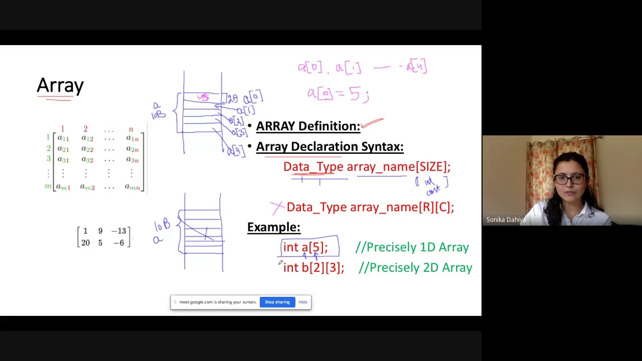 Array Basics And Pointer To 1d Array Youtube