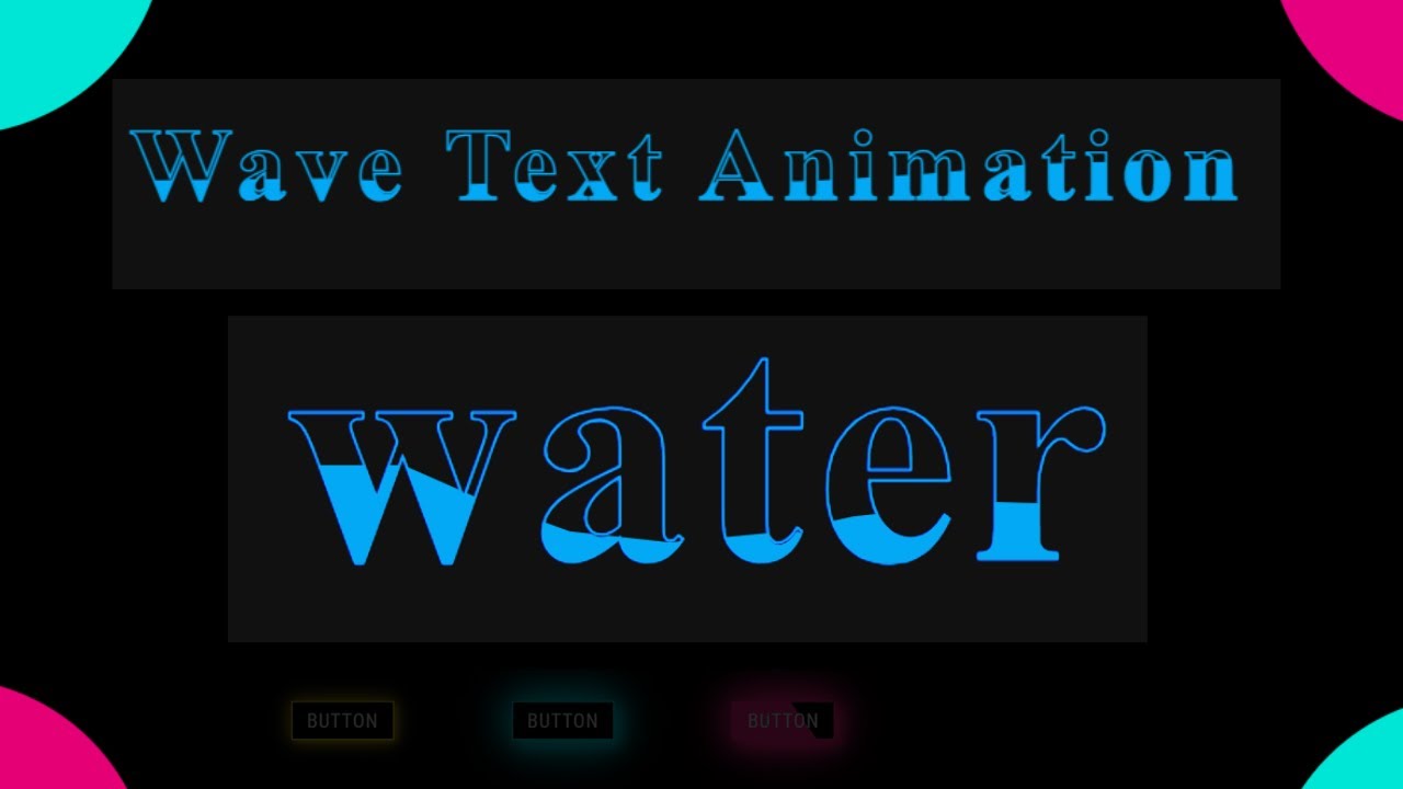 Pure Css3 Water Wave Text Animation Effects Using Css Clip Path Youtube