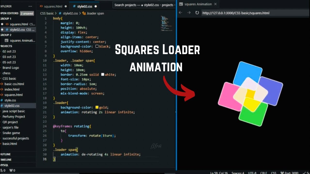 Squares Loader Animation Html Css Programming For Web Youtube