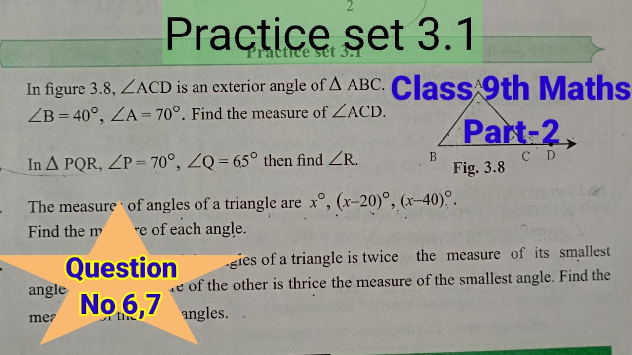 Practice Set 3 1 Class 9th Maths Part 2 Geometry Chapter 3 Triangles