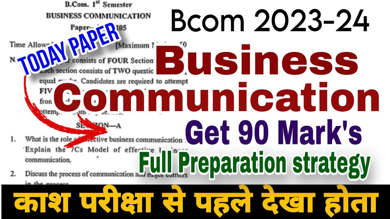 Bcom 1st Year Paper Pattern 2023 24 Business Communication Questions