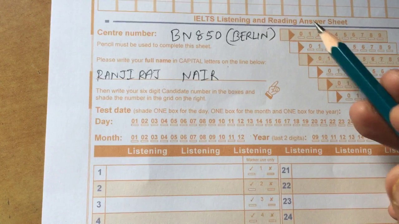 Ielts Listening Answer Sheet Ielts Band Score Calculator