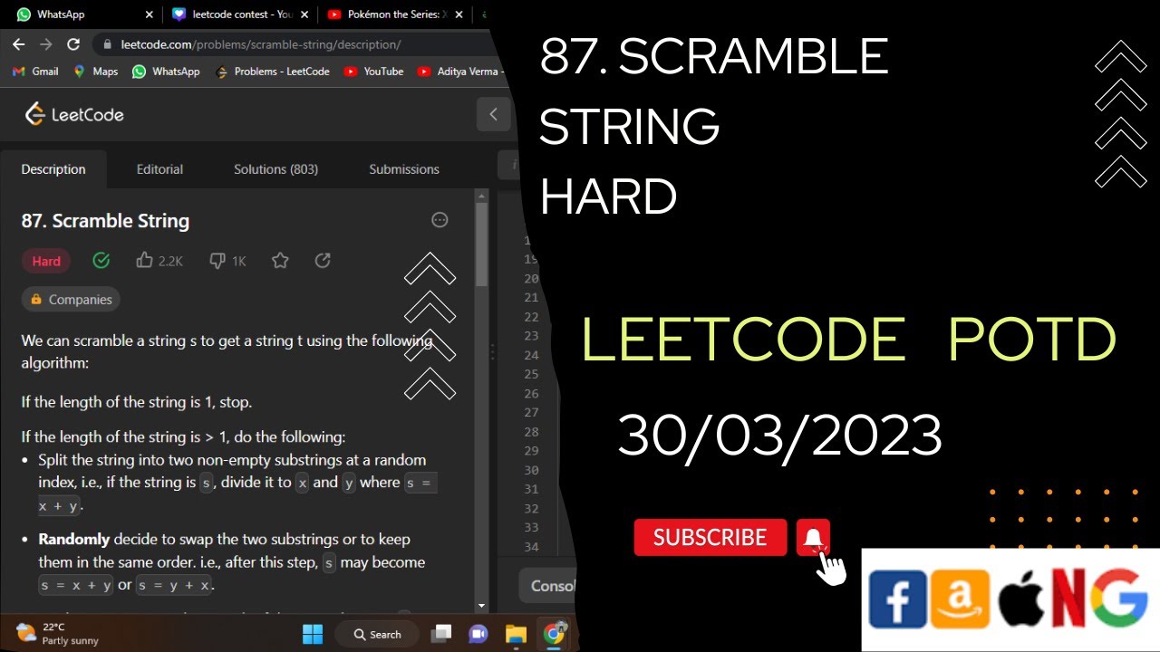 87 Scramble String Hard Potd 30 03 2023 Gfg Codethurst Leetcode