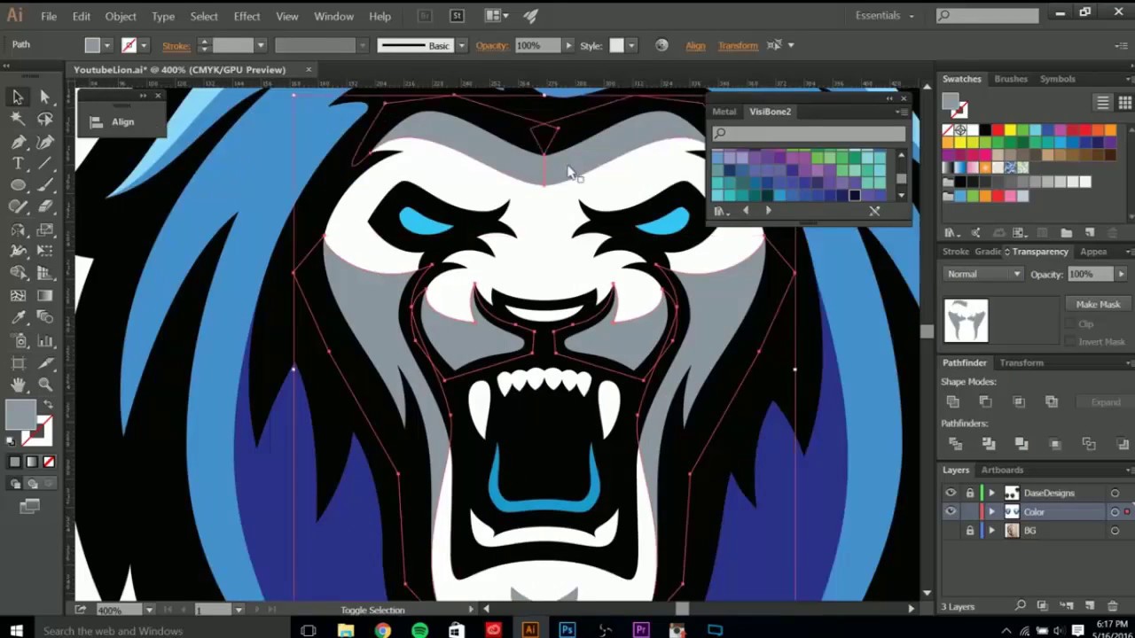 Adobe Illustrator Tutorial Lion Mascot Logo Design Youtube