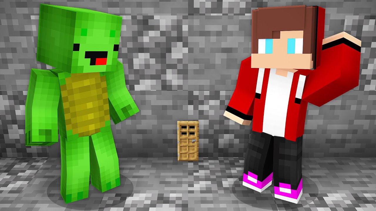 Mikey And Jj Found The Tiniest Door In Minecraft Maizen Youtube