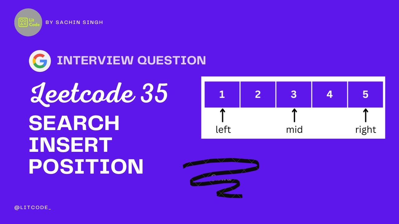 Search Insert Position Leetcode 35 Python Youtube