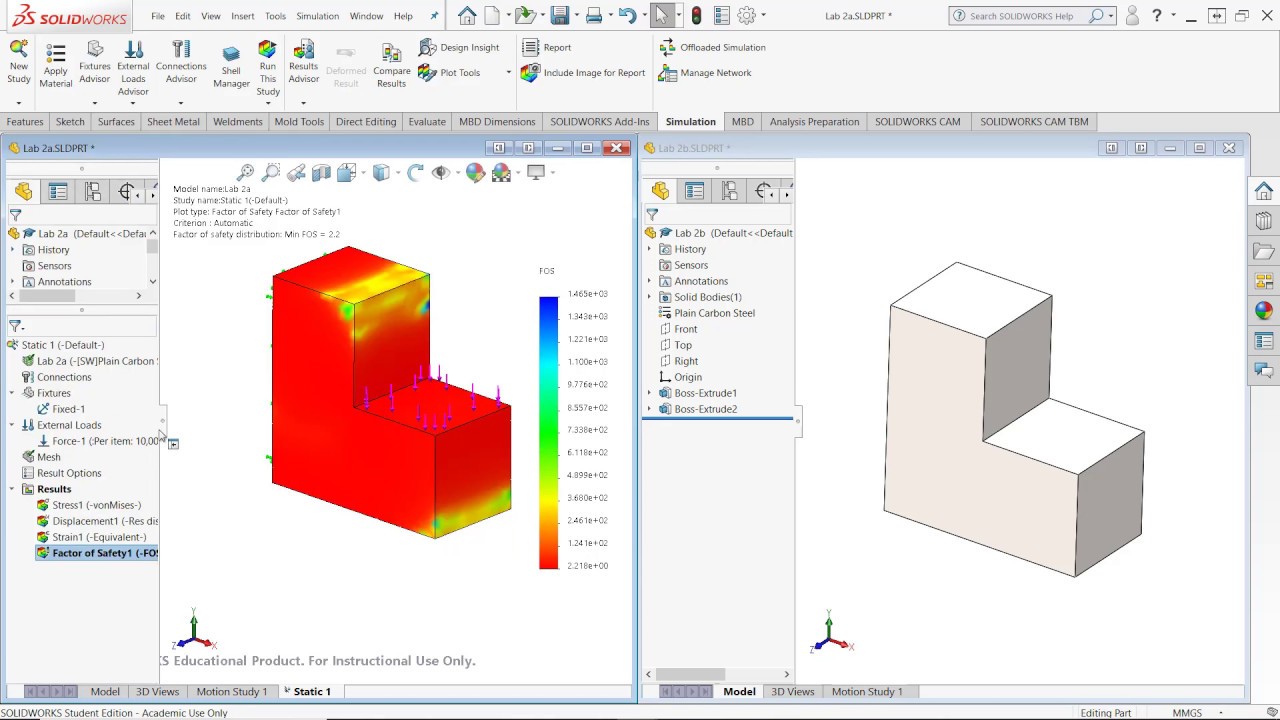 Solidworks Fea Lab2 Youtube