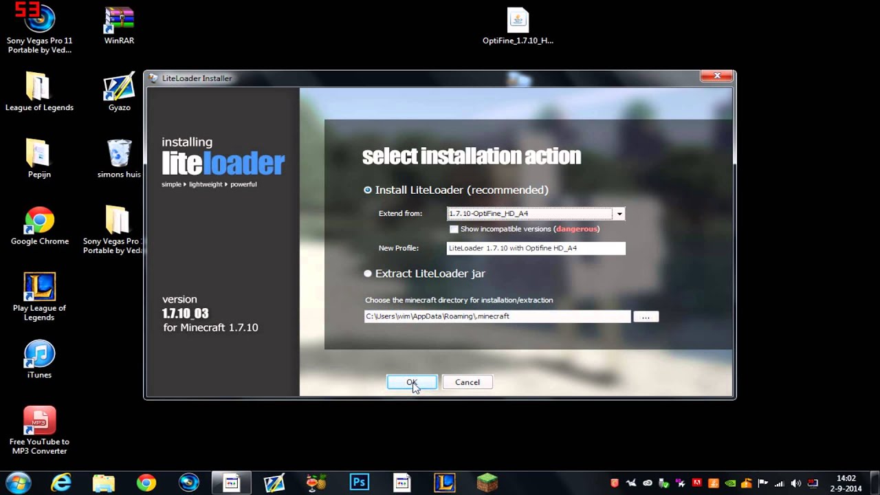 Minecraft Tutorial How To Install Optifine Liteloader 1 7 10 1 8
