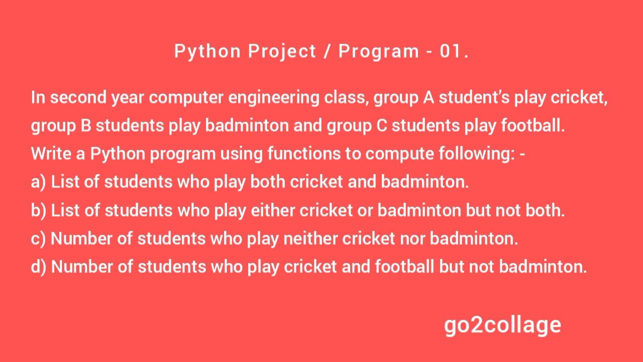Ep 01 Language Python Program Project I Go2collage Youtube