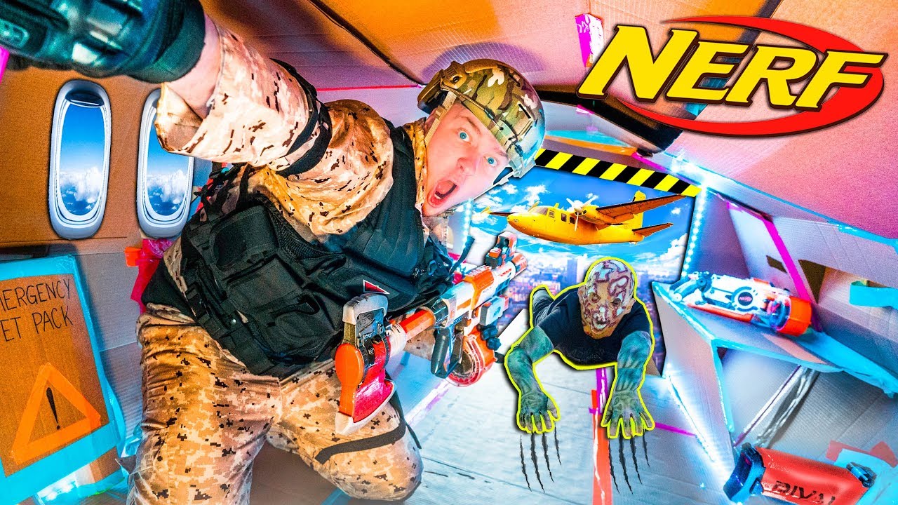 Box Fort Zombies Nerf War Z Zombies On A Plane Escape Papa Jake