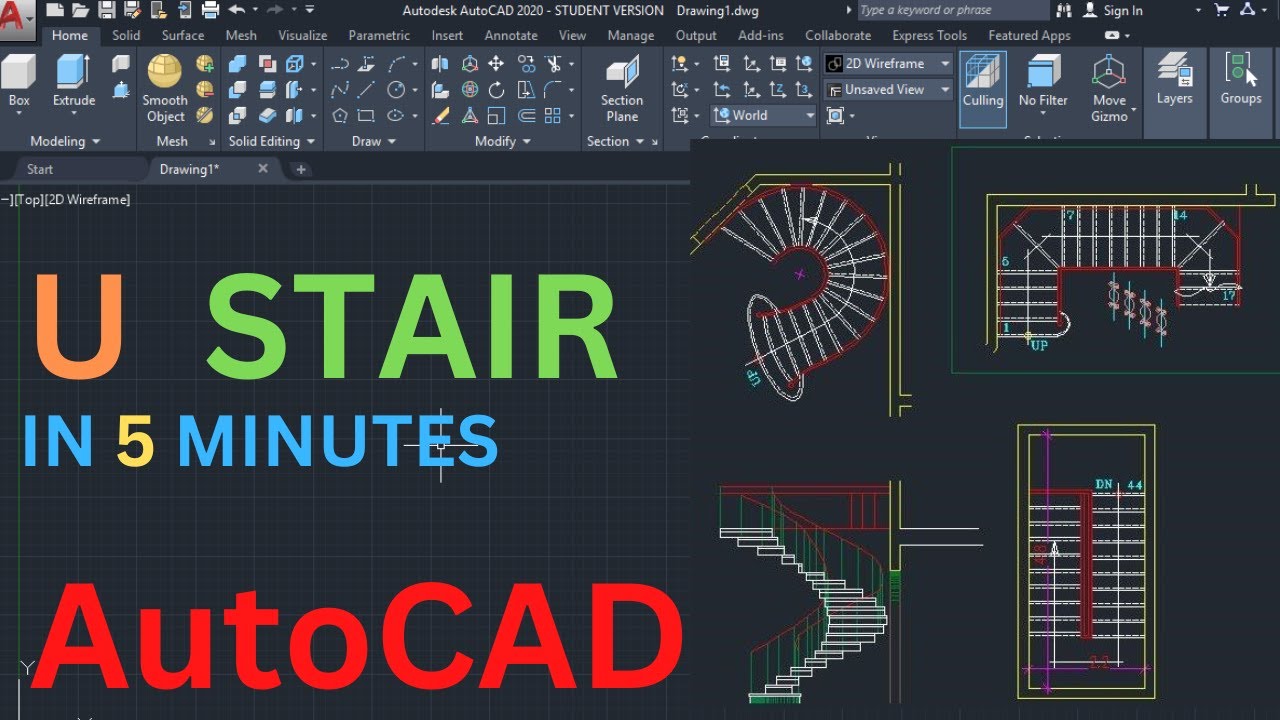 2d Stair In Autocad U Shaped How To Create Stairs In Autocad How To