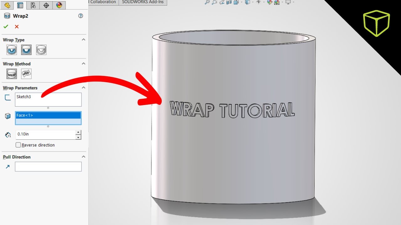 How To Use The Wrap Feature In Solidworks Emboss Deboss Or Split A