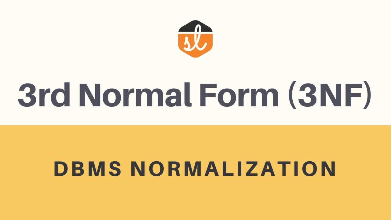 Third Normal Form 3nf Database Normalization Dbms Youtube