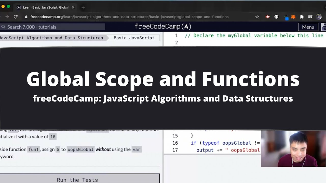 Global Scope And Functions Basic Javascript Freecodecamp Tutorial