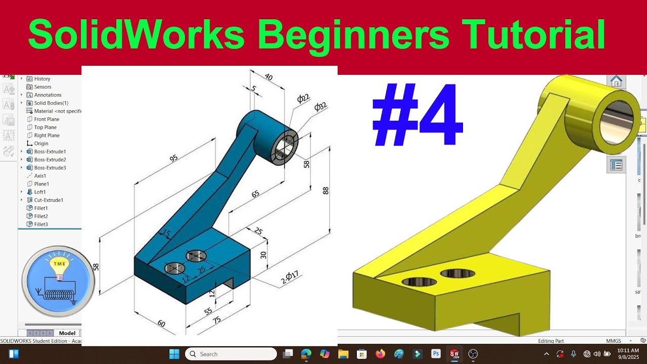Solidworks Beginners Tutorial 3 Learn 3d Cad Modeling Step By Step