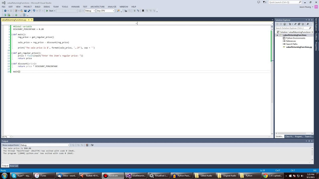 Python Value Returning Functions Youtube