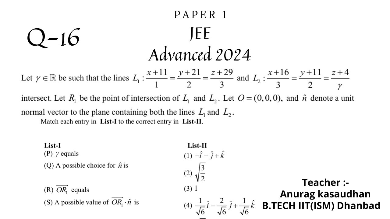 Jee Advanced 2024 Math Paper 1 Q 16 Solution Iit Jee Maths