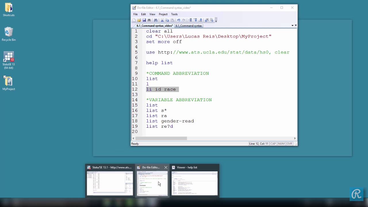 Command Syntax In Stata Youtube