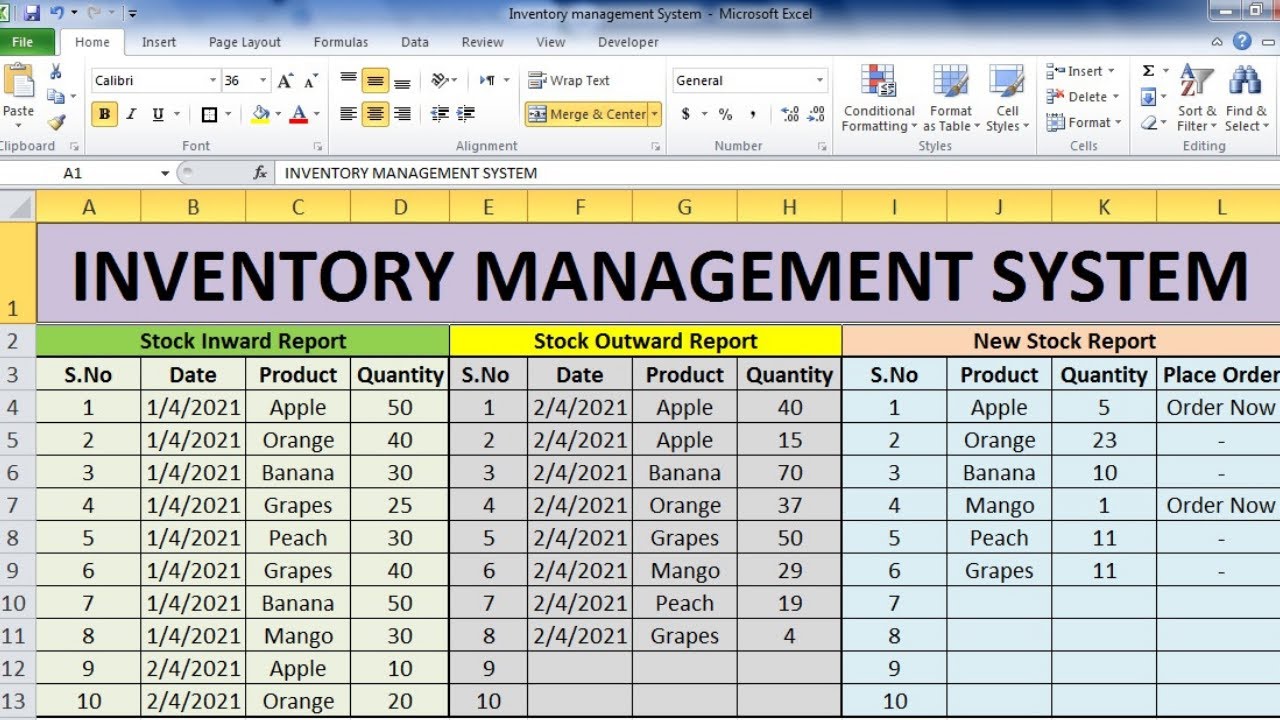Inventory Management System Excel