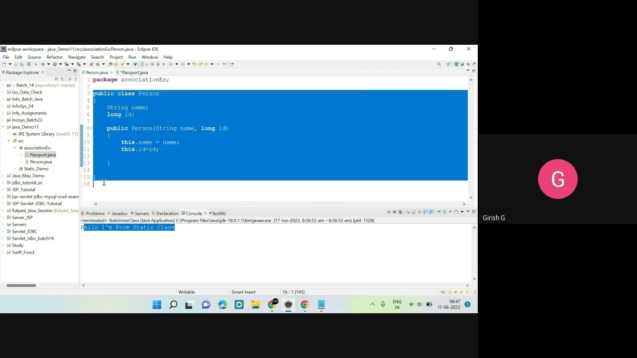 Java Association Aggregation And Composition Youtube