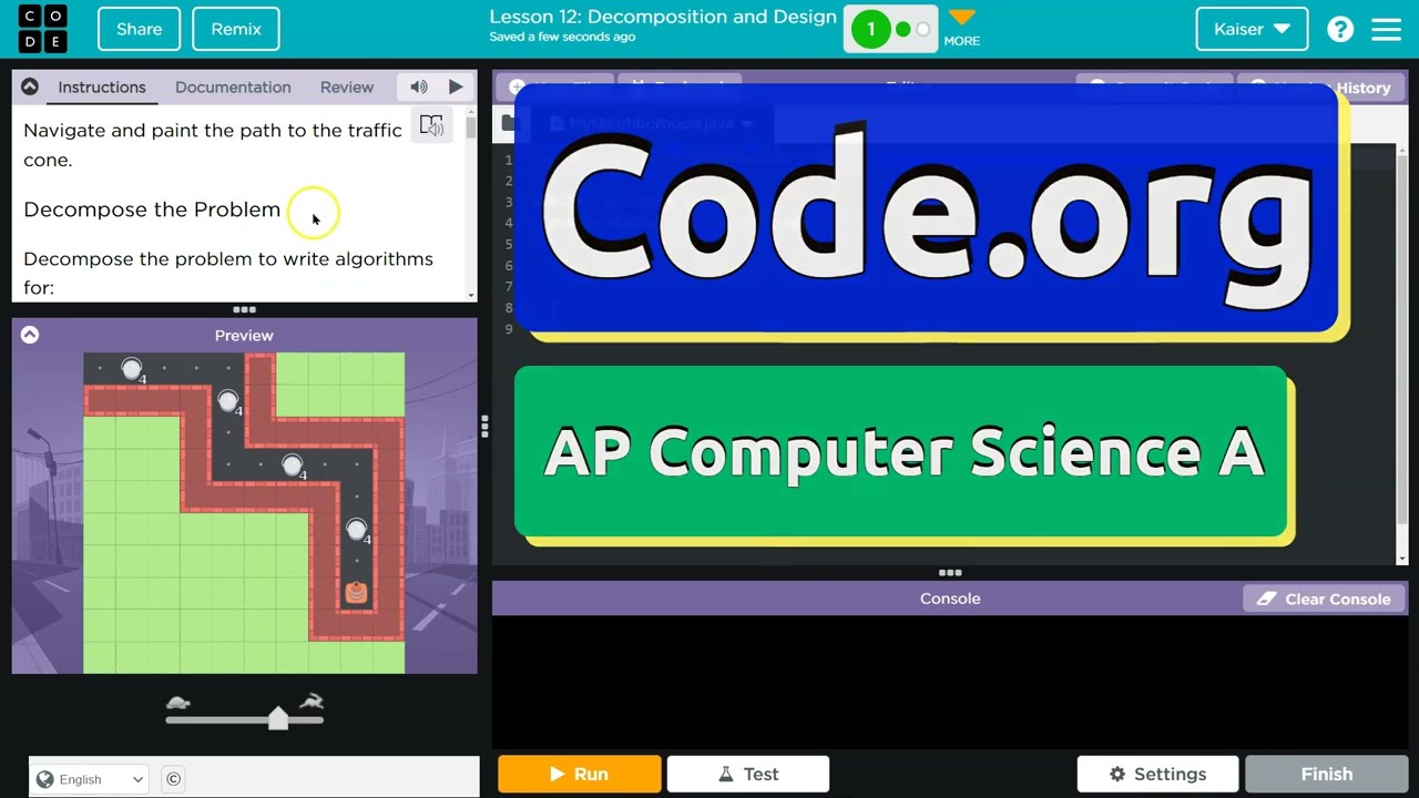 Code Org Csa Lesson 12 1 D Youtube