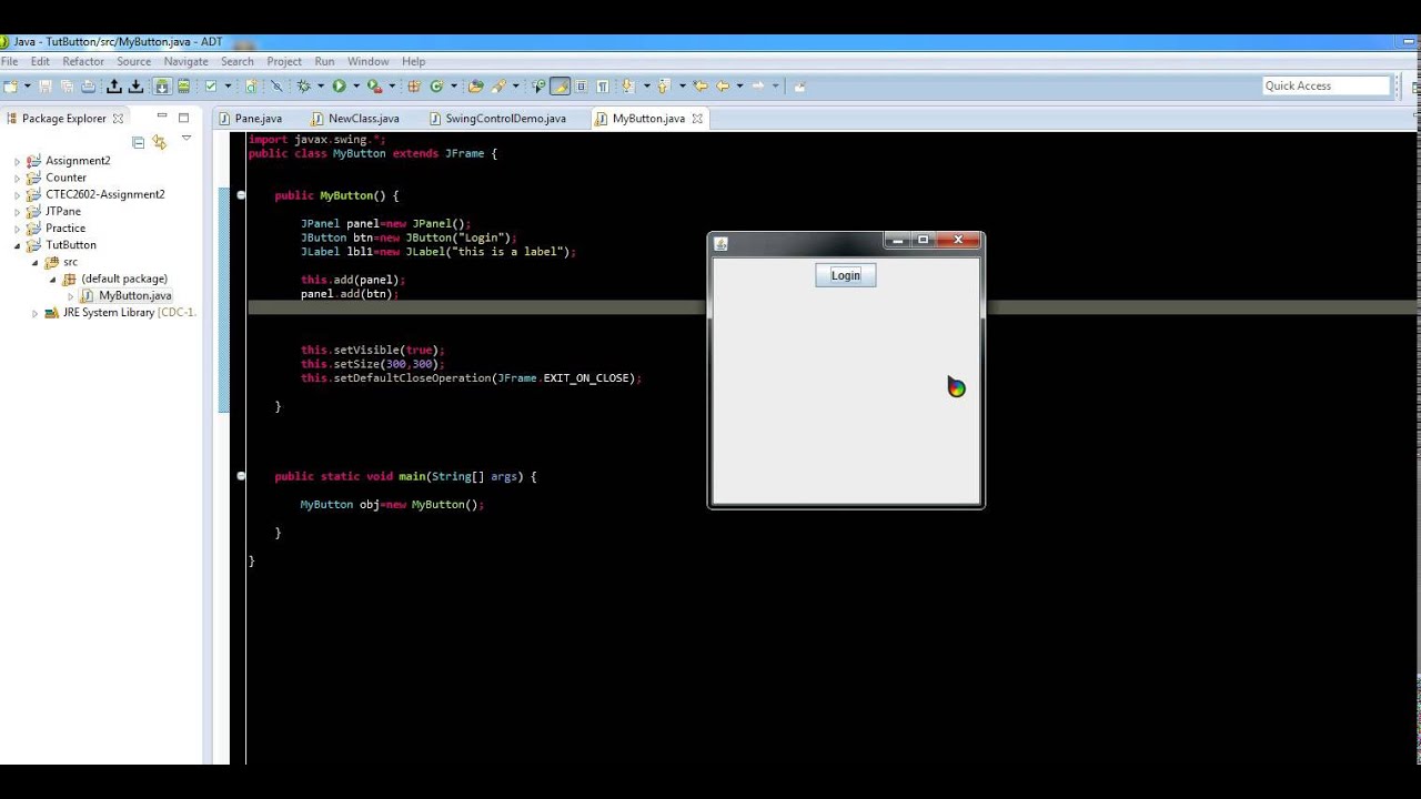 Java Tutorial 2 Jpanel Jlabel Jtextfield Youtube