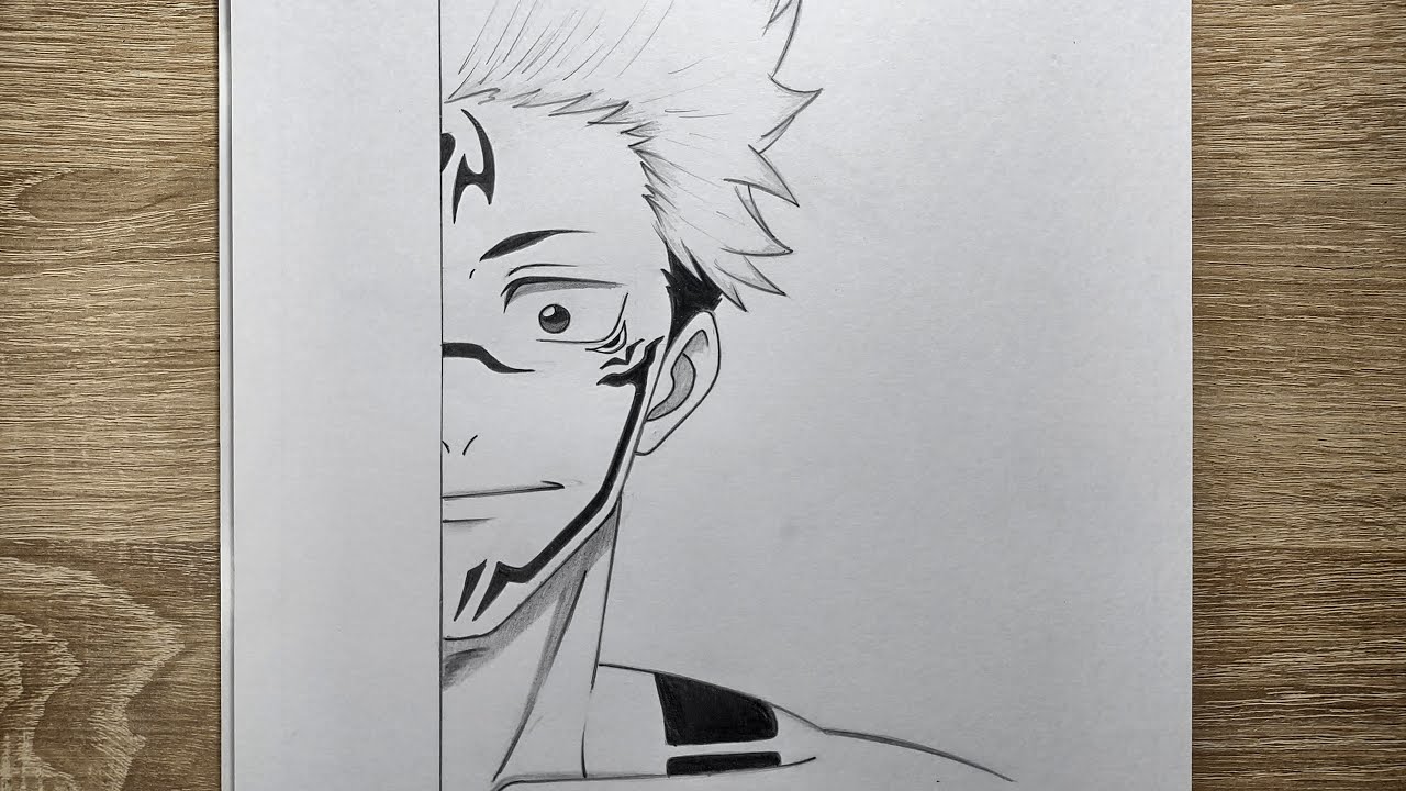 Anime Sketch Drawing Sukuna Half Face Step By Step Jujutsu Kaisen My