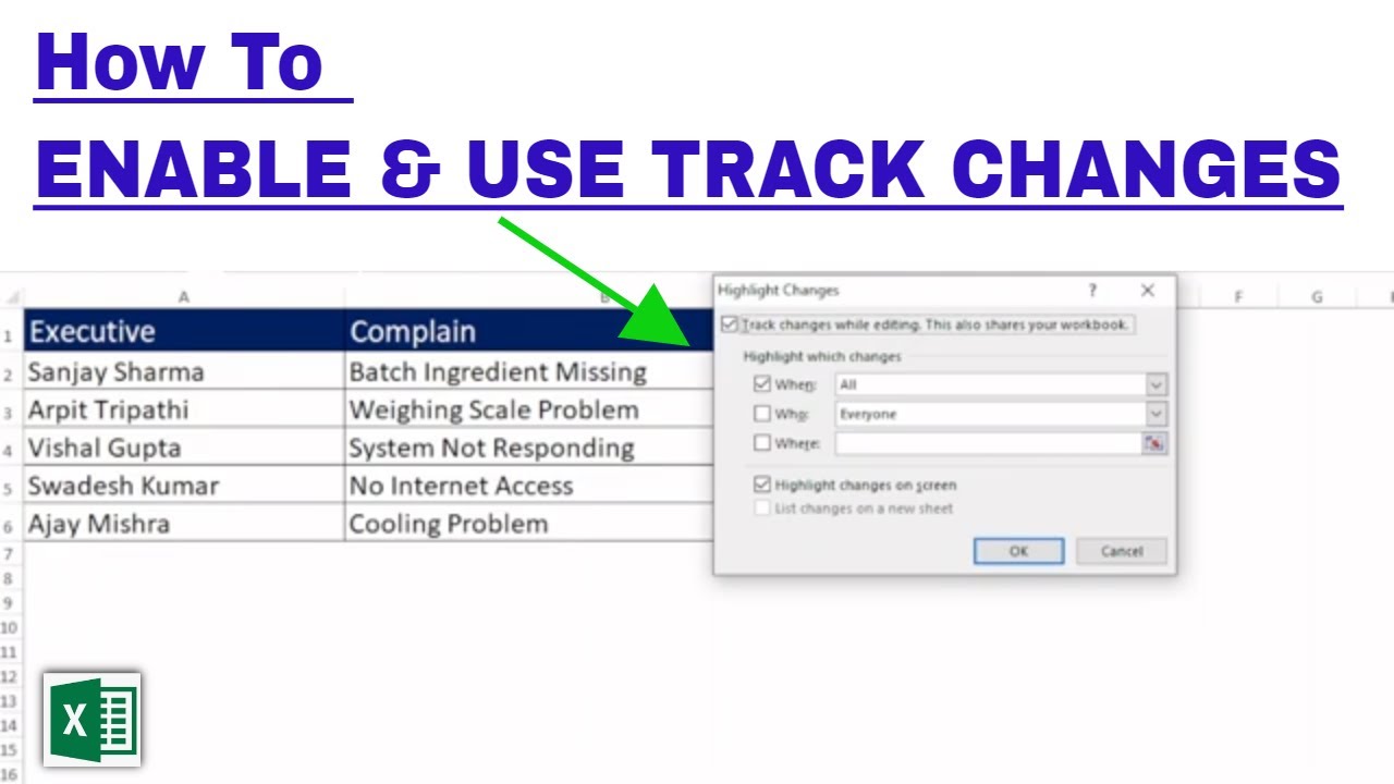 How To Use Track Changes In Excel How To Enable Track Changes In