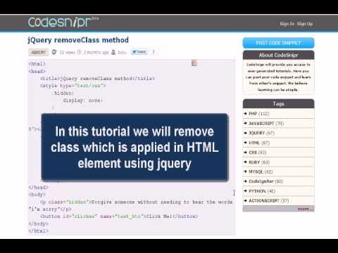 Jquery Tutorial Jquery Removeclass Method Youtube