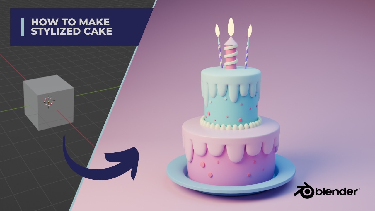 Stylized Birthday Cake 3d Modeling In Blender Timelapse Tutorial For