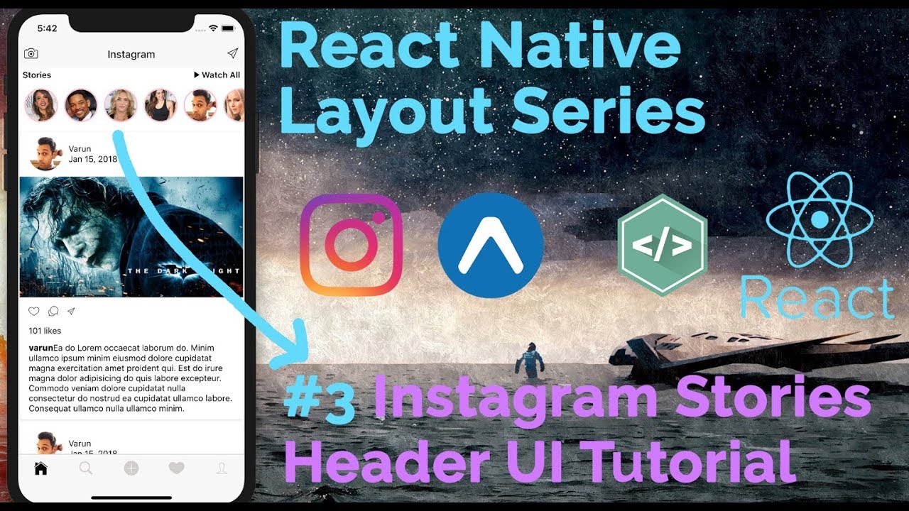 3 Instagram Stories Ui Tutorial React Native Layout Ui Series Youtube